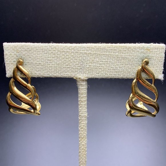 Monet | Jewelry | Monet Hoop Earrings Gold Tone Swirl Open Work Cutout ...